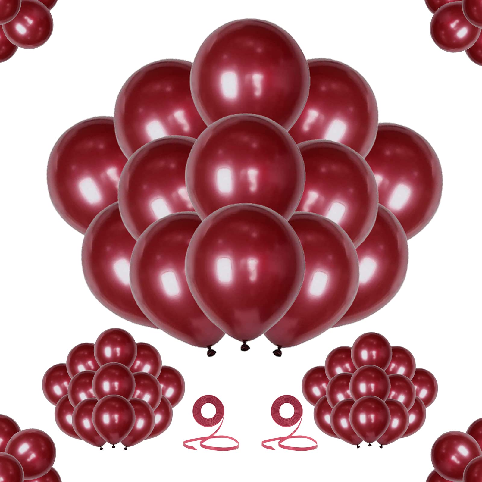 Gadeja 50Pcs Burgundy Latex Balloons Kit For Women Party Decoration, 5 inch Wine Red Balloons Set For Birthday Party Supplies, Wedding, Girl’s Party, Baby Show, Child Birthday, Bachelorette Party