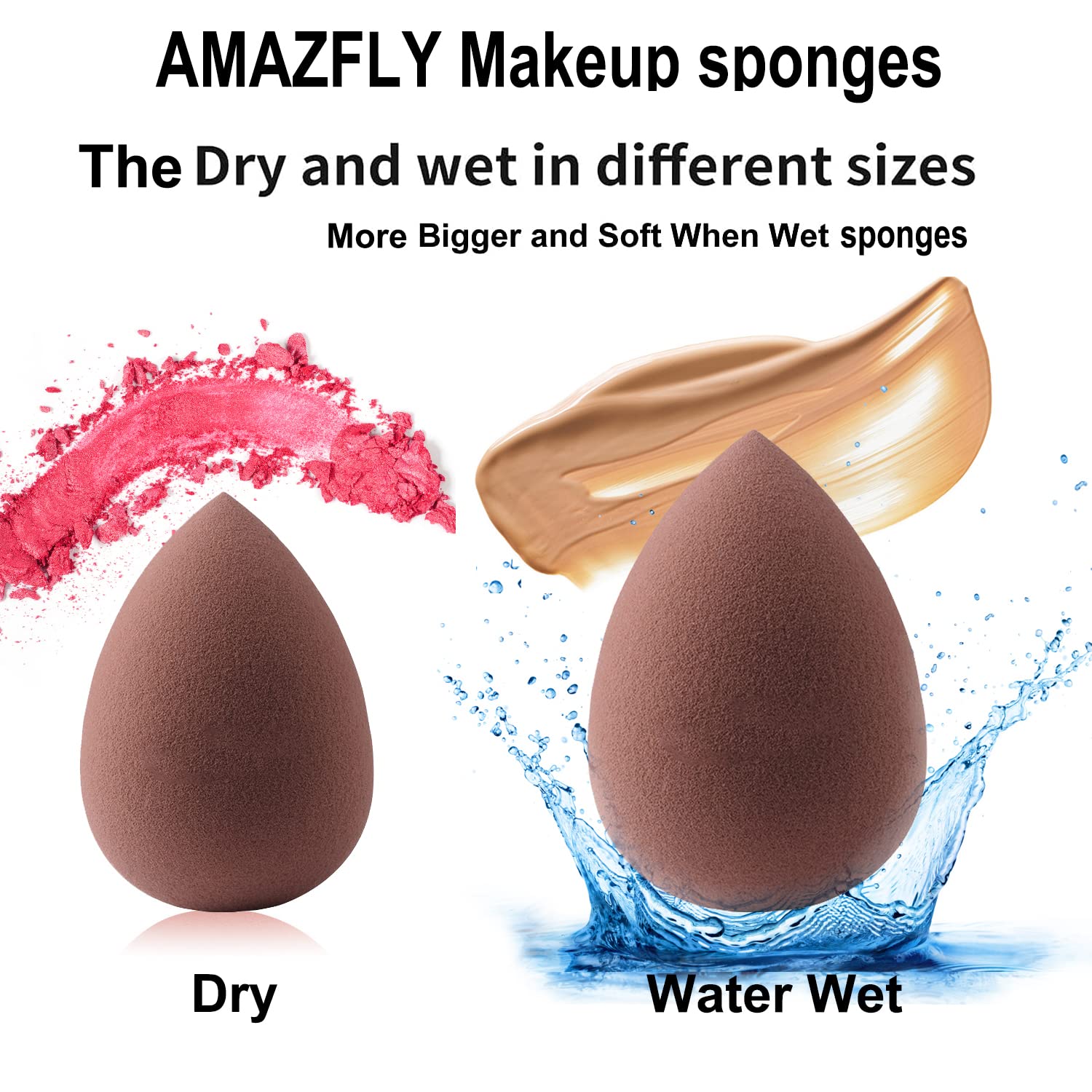 Amazfly 2 PCS Air Cushion CC Cream Mushroom Head Foundation, Moisturize BB Cream Makeup Long Lasting Matte Concealer Bright Makeup Base with Mushroom Makeup Sponge and Powder Brush (Natural)