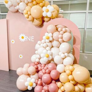 160 PCS Daisy Groovy Balloons Arch Garland Kit Pink White Yellow Orange Boho Balloons for Baby Shower Wedding Birthday Party Decorations (Daisy Groovy)