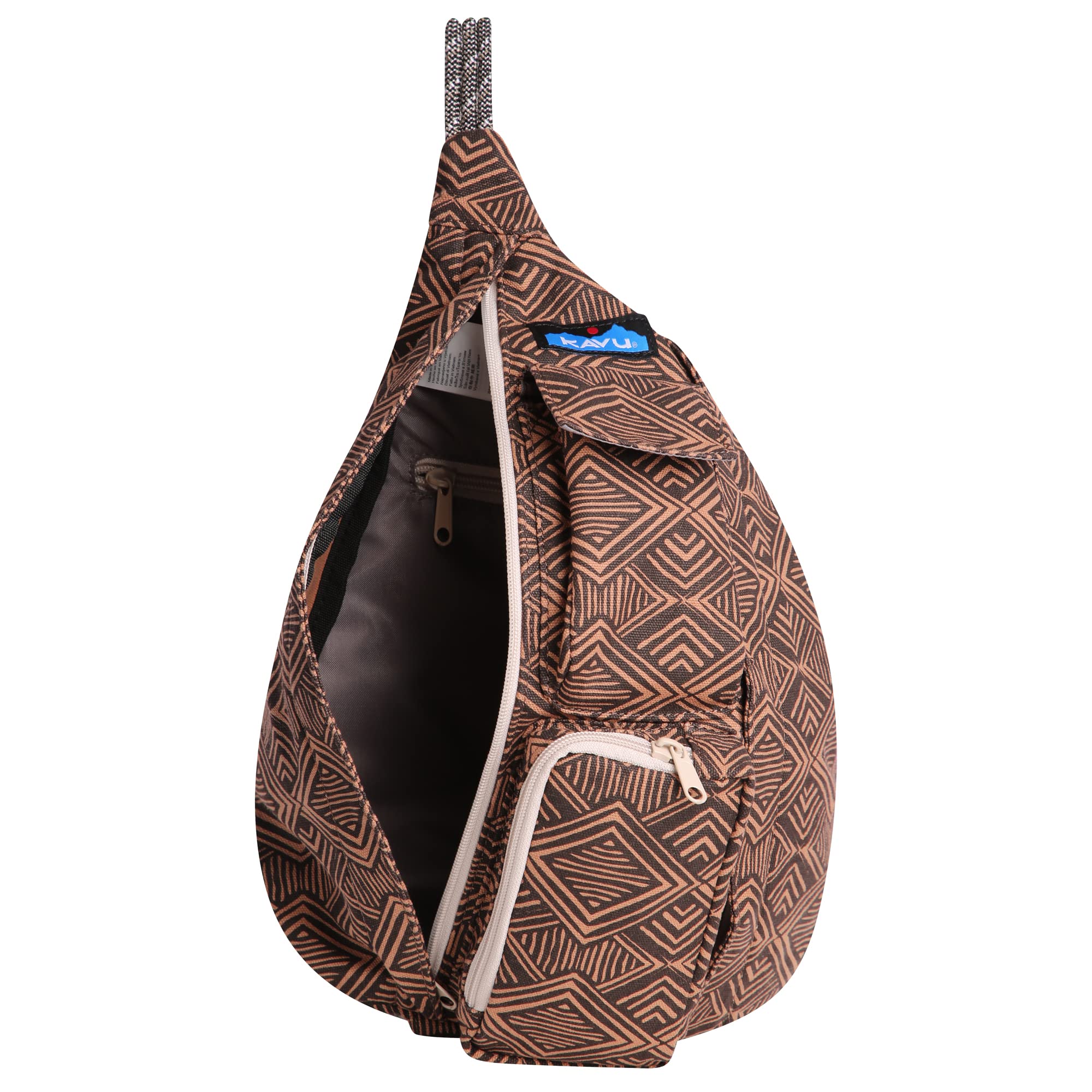 KAVU Mini Rope Bag Cotton Crossbody Sling, Mahogany Inlay