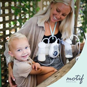 Motif Medical - New & Improved Duo - Portable Double Electric Breast Pump, Easy, On-The-Go Pumping, Ideal for Travel Moms White