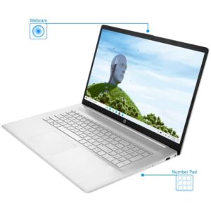 HP 2023 17.3'' FHD IPS Laptop PC Intel 4-Core i5-1135G7 Iris Xe Graphics 12GB DDR4 256GB NVMe SSD HDMI WiFi AC BT4.2 USB-C Backlit Keyboard Webcam Natural Silver Windows 11 Pro w/RE 32GB USB