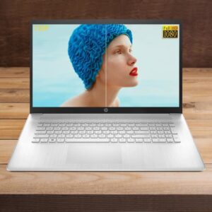 HP 2023 17.3'' FHD IPS Laptop PC Intel 4-Core i5-1135G7 Iris Xe Graphics 12GB DDR4 256GB NVMe SSD HDMI WiFi AC BT4.2 USB-C Backlit Keyboard Webcam Natural Silver Windows 11 Pro w/RE 32GB USB