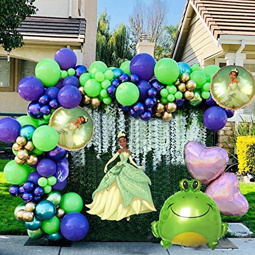 111 pcs Tiana Princess Balloons Arch Garland Party Decoration Frog Balloon Party Supplies for Princess Favor Theme Birthday Party Decorations