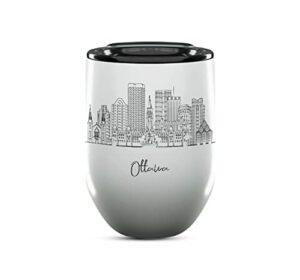 ottawa ontario gifts and souvenirs - 12 oz insulated wine tumbler with lid - ottawa college graduation gifts - unique drinkware - canada long distance gifts for her & homesick student gifts