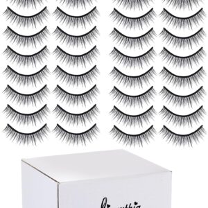 16 Pairs Reusable Self Adhesive Eyelashes Waterproof Stable False Lashes Self Stick Easy to Apply False Eyelashes with Tweezers for Women Girls Gift Non Slip Natural No Eyeliner Look, Black (black)