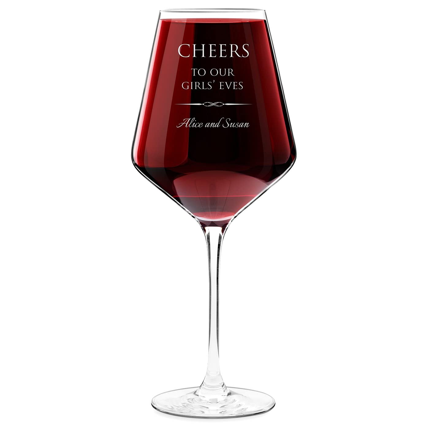 Maverton Stylish Wine Glass for woman - Personalized Glass for her - 16.5 oz. Engraved Glass - For Birthday - For Wine Lover - Glass with stem for friend - Friendship