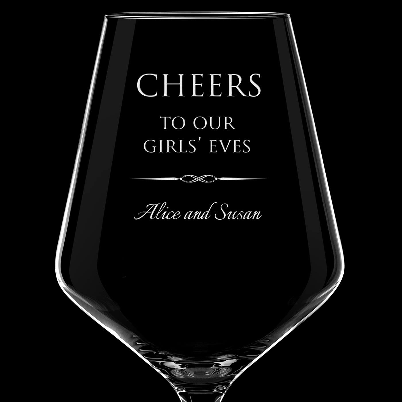 Maverton Stylish Wine Glass for woman - Personalized Glass for her - 16.5 oz. Engraved Glass - For Birthday - For Wine Lover - Glass with stem for friend - Friendship