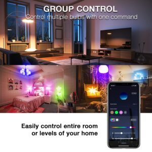 DAYBETTER Smart Bulbs, Dimmable WiFi Color Changing Light That Work with Alexa & Google Home, Music Sync, A19/E26, 9W, 800 Lumens, 2.4Ghz only, No Hub Required, 9 Pack