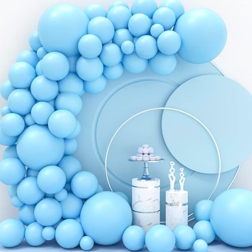 JOYYPOP Blue Balloons 110 Pcs Pastel Balloon Garland Different Sizes 5 10 12 18 Inch Light Blue Balloons for Baby Shower Wedding Party Decorations