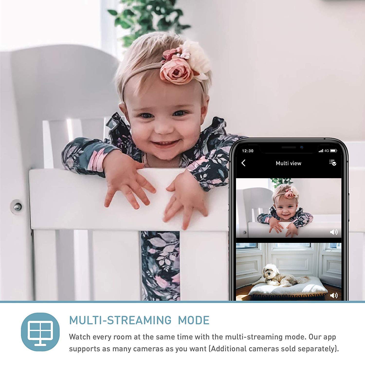 Lollipop Baby Monitor with True Crying Detection (Cotton Candy) - Smart WiFi Baby Camera - Camera with Video, Audio and Sleep Tracking