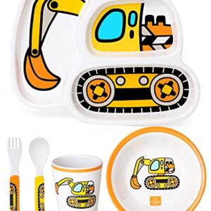 Lehoo Castle Kids Plates and Bowls Sets, Kids Dinnerware Set Includes Plate, Bowl, Cup and Tableware, Made of Durable Material, Perfect for Child, Toddler Utensils Self Feeding (5 Piece Construction)