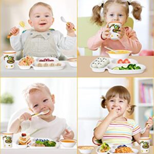 Lehoo Castle Kids Plates and Bowls Sets, Kids Dinnerware Set Includes Plate, Bowl, Cup and Tableware, Made of Durable Material, Perfect for Child, Toddler Utensils Self Feeding (5 Piece Construction)