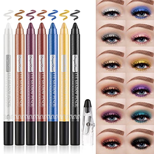 Petansy Cream Eyeshadow stick Eye Set, 12Pcs Colored Glitter Eyeshadow Stick Eyeliner Pencil, Long Lasting Waterproof Pearlescent Eyeshadow Eye Makeup Gift for women (A)