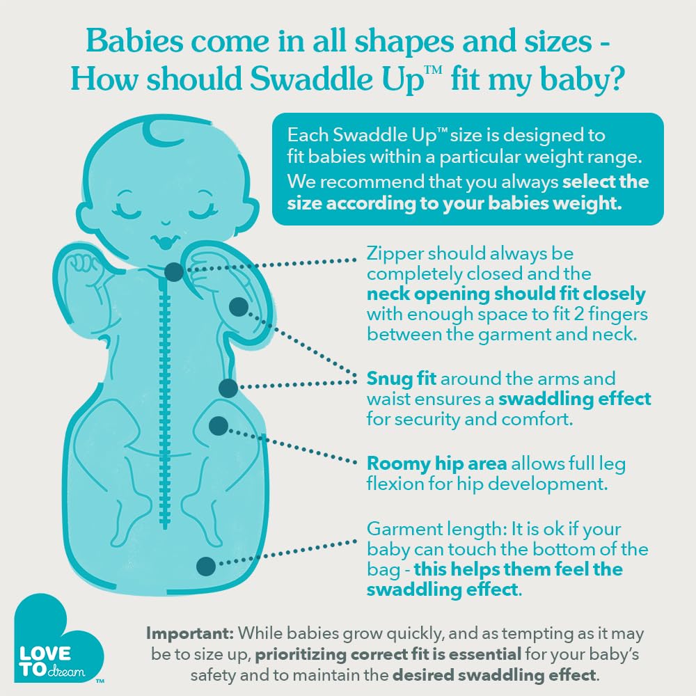 Love to Dream Swaddle UP Organic Lite 0.2 TOG, Stardust, Medium, 13-19 lbs, Better Sleep, Allow Baby to Sleep in Their Preferred Arms Up Position for Self-Soothing, Snug Fit Calms Startle Reflex