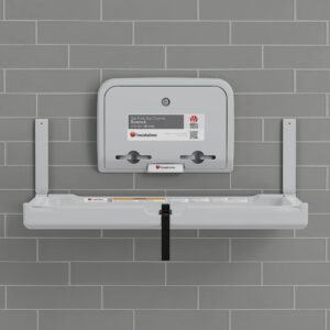 Foundations Elements Horizontal Wall Mounted Baby Changing Station and Liner Dispenser for Commercial Restrooms, Easy to Install, Meets All Safety Standards in USA, Canada & Europe (Gray)