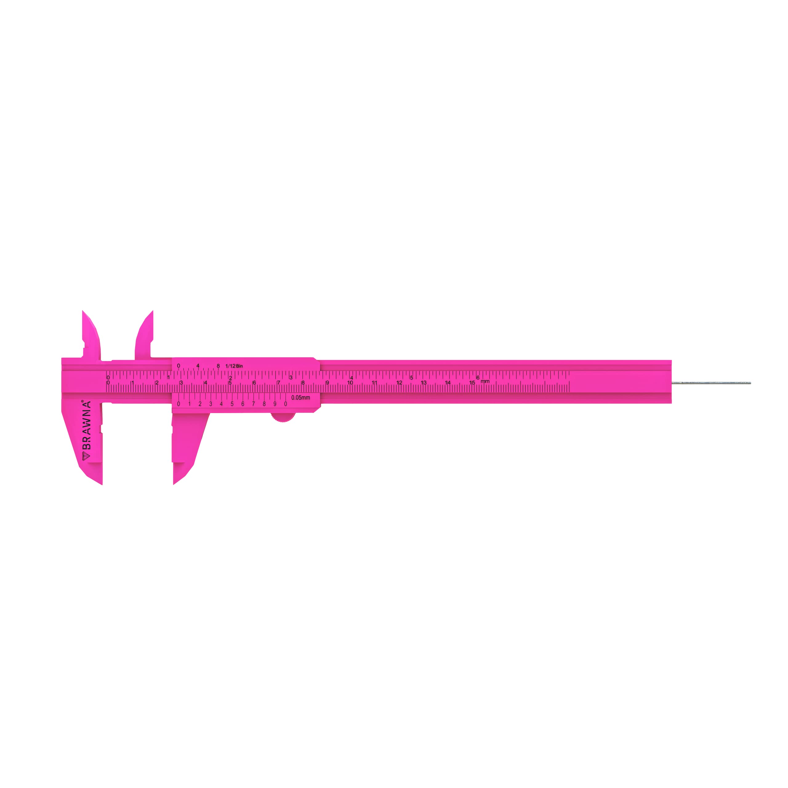 BRAWNA 1 Pc Brow Pro Measuring Tool with 1 Eyebrow Ruler Sticker - Double Scale Eyebrow Ruler for Microblading - Eyebrow Mapping - Caliper Vernier - PMU Supplies - Eyebrow Calipers Ruler Plastic- Pink