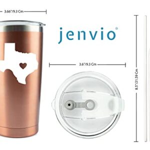 JENVIO Texas Gifts | Stainless Steel Travel Tumbler | with 2 Lids 2 Straws and Gift Box | Themed State Decor for Women Husband Sister Girlfriend Valentine's Day Gift (20 Ounce Rose Gold)