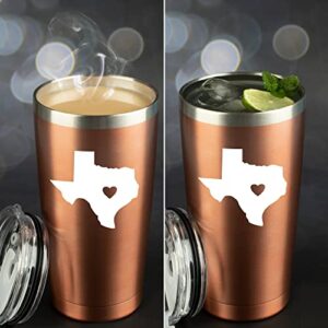 JENVIO Texas Gifts | Stainless Steel Travel Tumbler | with 2 Lids 2 Straws and Gift Box | Themed State Decor for Women Husband Sister Girlfriend Valentine's Day Gift (20 Ounce Rose Gold)