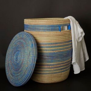 senegalo medium storage basket blue stripe