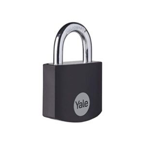 Yale Covered Aluminum Padlock with 3 keyed Alike Keys for Indoor and Outdoors use, Gym Locker, and Toolbox (Black)