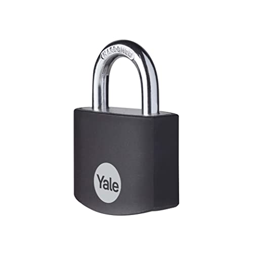 Yale Covered Aluminum Padlock with 3 keyed Alike Keys for Indoor and Outdoors use, Gym Locker, and Toolbox (Black)