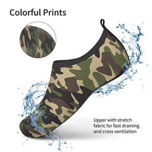 Green Brown Camo Camouflage Print Water Shoes for Womens Mens Non-Slip Barefoot Shoes Quick-Dry Beach Swim Shoes