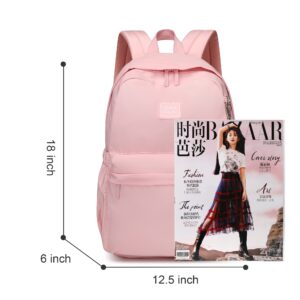 Reqinqin Backpack for Girls Backpack Pink Waterproof Large Space School Backpack Suitable for Age for Over 6 Years old Kids Elementary Bookbag Lightweight Travel Toddler Backpack（Pink ）