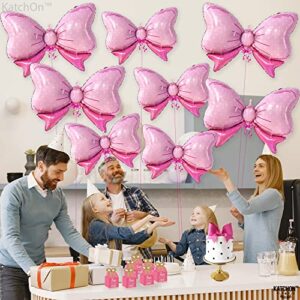 KatchOn, Big Pink Bow Balloons - 35 Inch, 8 Pieces | Bow Balloon, Baby Shower Decorations for Girl | Bow Balloons for Girls Gender Reveal Decorations | Bow Foil Balloons, Mouse Birthday Party Supplies