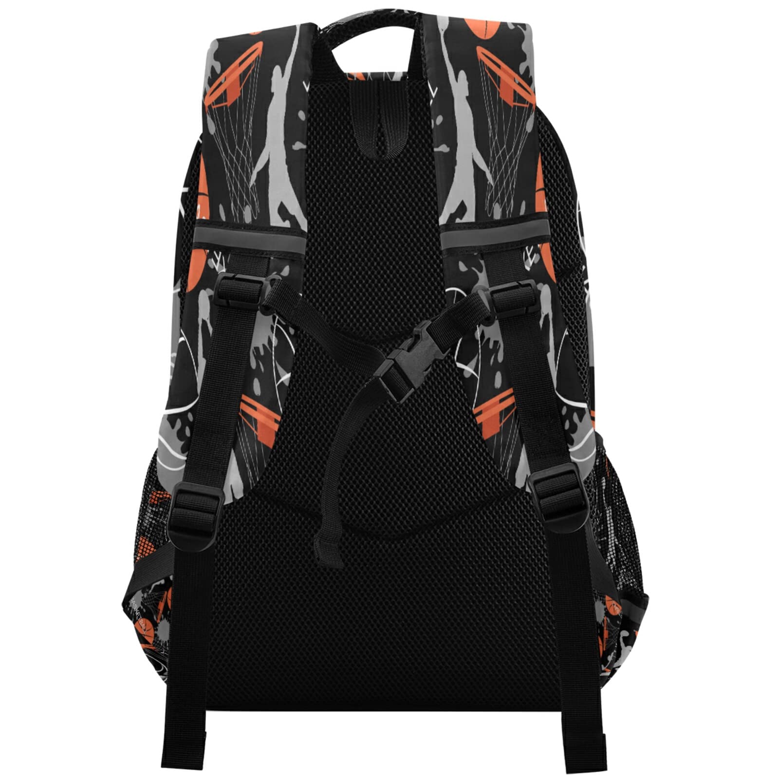 Dussdil Basketball Game Backpack Basket Ball Kids Backpacks Casual Daypack 16 inch Back Pack Laptop Bag Double Zipper Travel Sports Bags with Adjustable Shoulder Strap Backpack for Teens Girls Boys