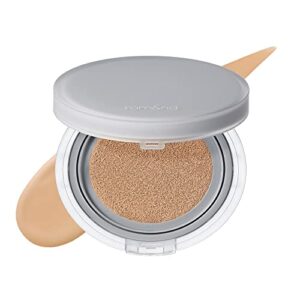 rom&nd nu zero cushion (05 sand 25) long lasting, high coverage, semi matte finish, flawless complexion without cakey face, makeup base and fixer, thinly layered, korean cushion foundation