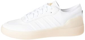 adidas women's court revival sneaker, white/white/gold metallic, 7.5