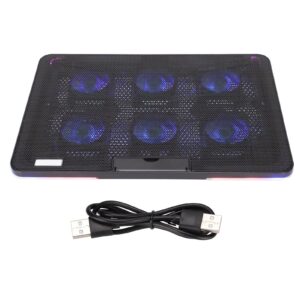 Laptop Cooling Pad 12" 17.3" Laptop Cooler Cooling Pad with 6 Quiet Led Fans, Dual USB Ports, Portable Ultra Slim USB Powered 7 Heights Adjustable Laptop Stand for Gaming Laptop