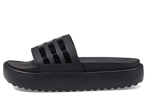 adidas Women's Adilette Platform Slide Sandal, Black/Black/Black, 8