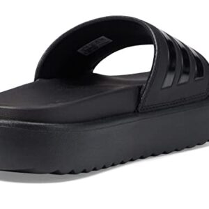 adidas Women's Adilette Platform Slide Sandal, Black/Black/Black, 8