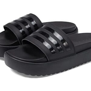 adidas Women's Adilette Platform Slide Sandal, Black/Black/Black, 8