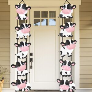 hanplk cow print birthday party decorations, farm animal cow print birthday party supplies for indoor home, outdoor banner porch sign