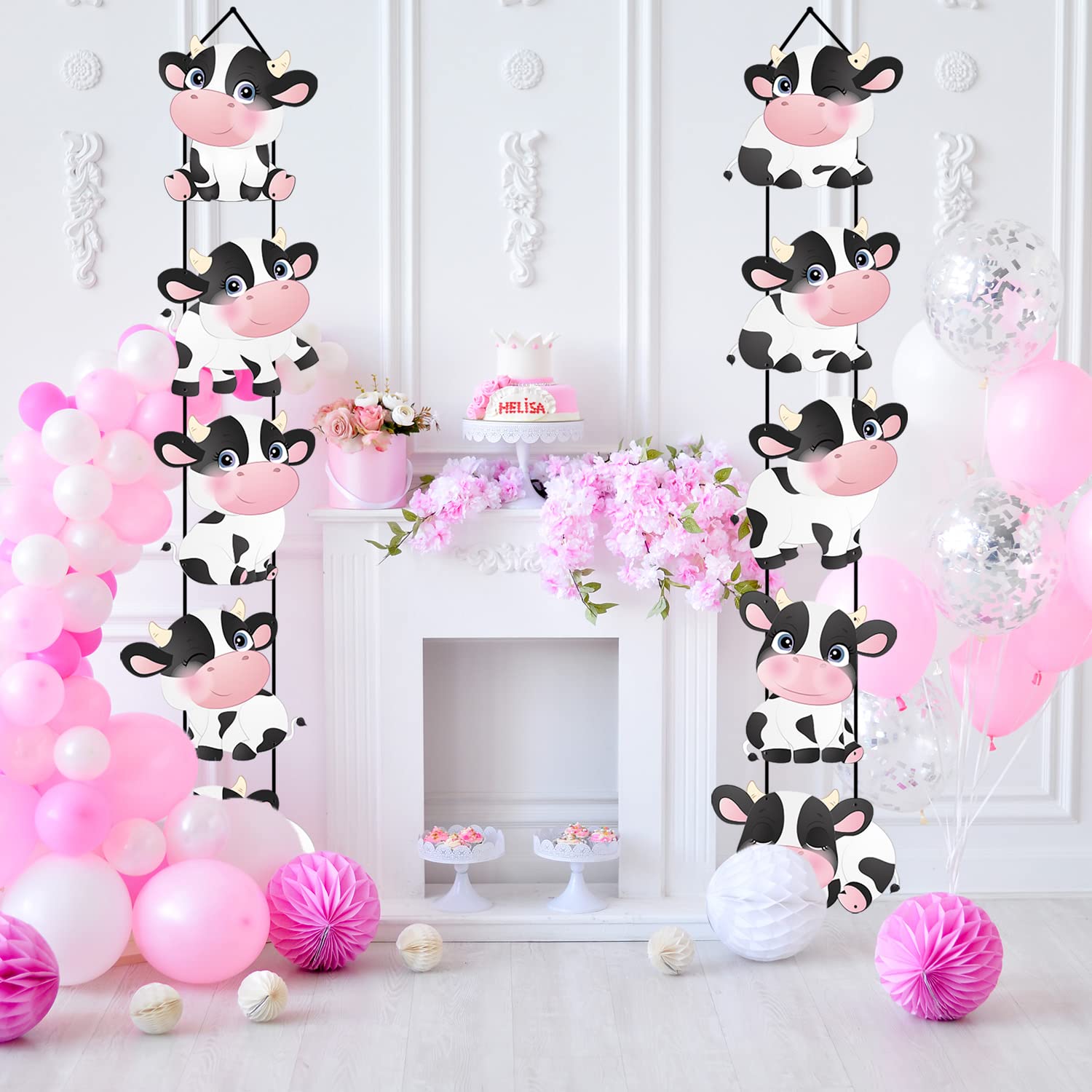 HANPLK Cow Print Birthday Party Decorations, Farm Animal Cow Print Birthday Party Supplies for Indoor Home, Outdoor Banner Porch Sign