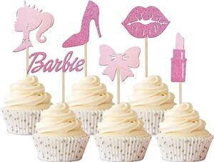 rsstarxi 24 pack princess cupcake toppers glitter high heel lipstick bow tie baby shower cupcake picks princess theme bridal shower wedding anniversary birthday party cake decorations supplies