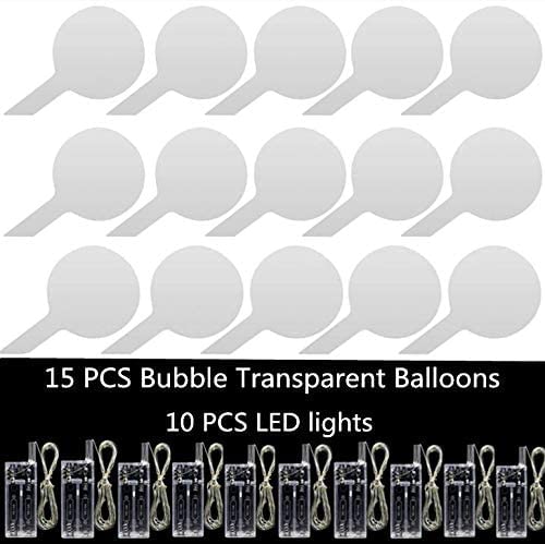 10 PACKS LED Bobo Balloons,Transparent LED Light Up Balloons,Helium Style Glow Bubble Balloons with String Lights for Party Birthday Wedding Festival Decorations (White)