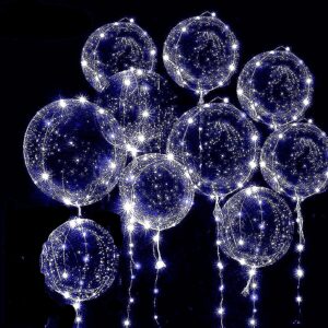 10 PACKS LED Bobo Balloons,Transparent LED Light Up Balloons,Helium Style Glow Bubble Balloons with String Lights for Party Birthday Wedding Festival Decorations (White)