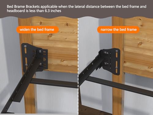 2PCS Bed Frame Brackets Adapter/ Connector,Heavy Duty Bed Modification Plate Brackets for Headboard,Adjustable Bed Headboard Brackets for Metal Bed Frame,Black