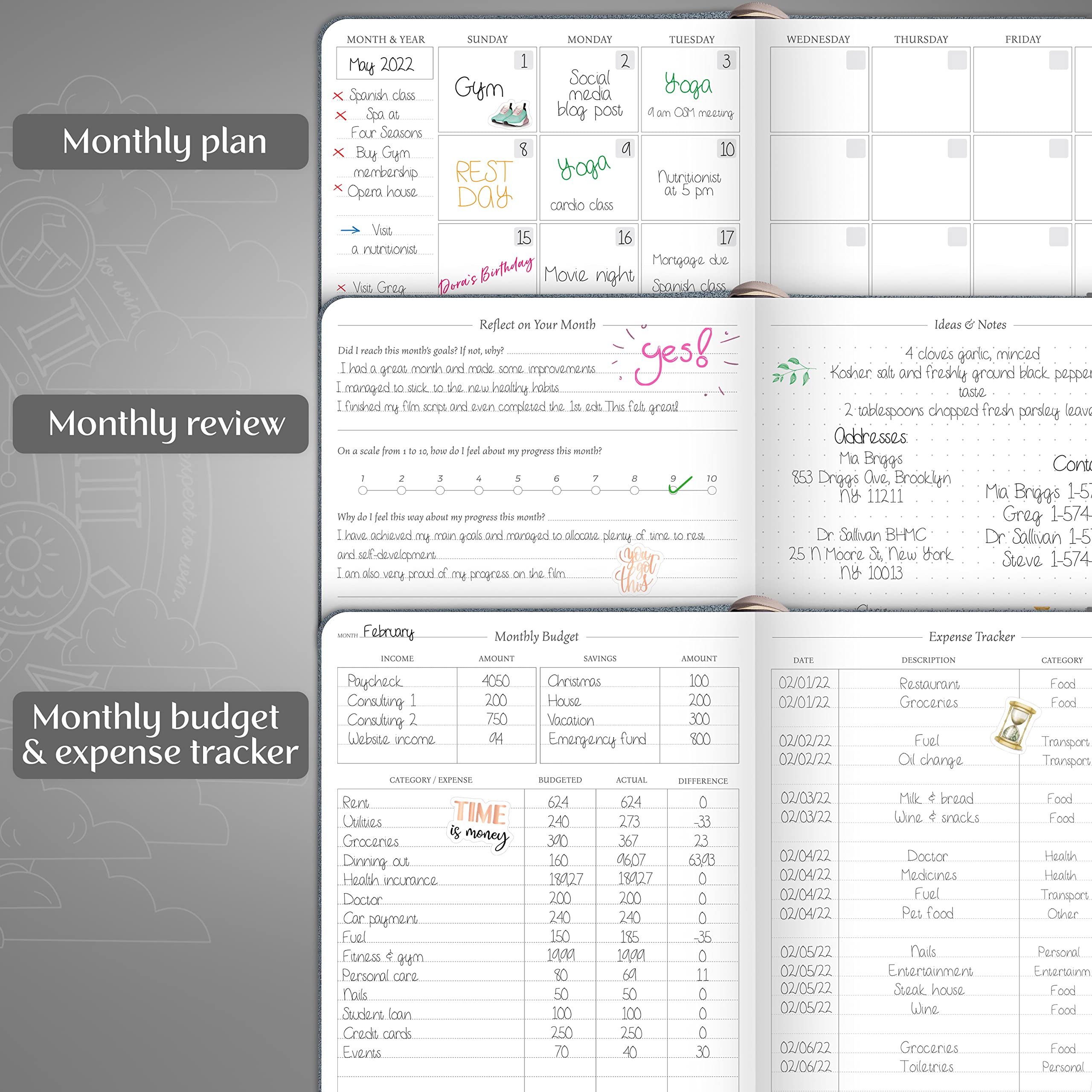 Legend Weekly Planner Premium – Undated Weekly, Monthly & Budget Planner – Life Organizer for Time Management & Productivity, A5 (Mystic Gray)