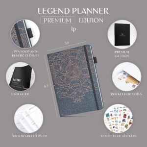 Legend Weekly Planner Premium – Undated Weekly, Monthly & Budget Planner – Life Organizer for Time Management & Productivity, A5 (Mystic Gray)