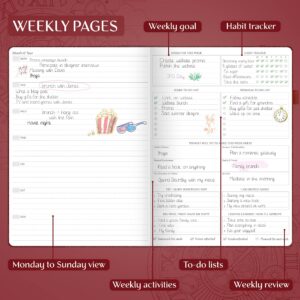 Legend Planner PRO Premium – Large Undated Weekly, Monthly & Budget Planner with Habit Tracker – Life Organizer for Time & Task Management, Goal Setting & Productivity – A4 size (Wine Red)