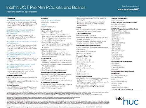 Intel NUC 11 Pro NUC11TNHi5 Tiger Canyon Home & Business Mini PC Mini Desktop 11th Gen Intel® Core™ i5-1135G7 Processor Upto 4.2 GHz Turbo,4 Cores,8 Threads,8 MB L3 Cache(No RAM&SSD)