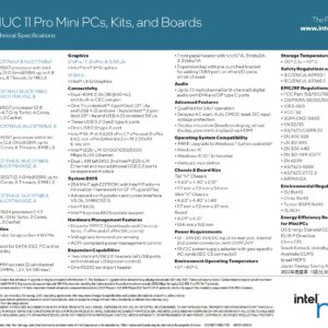 Intel NUC 11 Pro NUC11TNKi7 Tiger Canyon Home & Business Mini PC Mini Desktop 11th Gen Intel® Core™ i7-1165G7 Processor Upto 4.7 GHz Turbo,4 Cores,8 Threads,12 MB L3 Cache(No RAM&SSD)