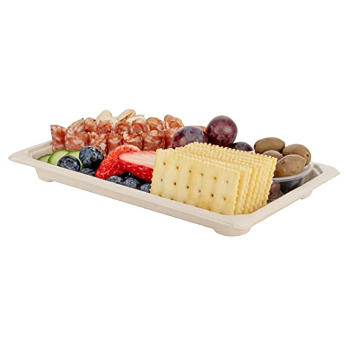 Restaurantware Pulp Tek 8.5 x 5.4 Inch Large Sushi Trays 100 Microwavable Bagasse Dishes - Lids Sold Separately Freezable Brown Bagasse Sugarcane Trays For Appetizers Or Entrees