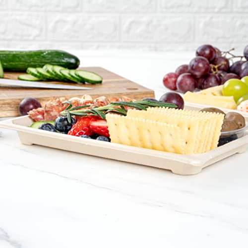 Restaurantware Pulp Tek 8.5 x 5.4 Inch Large Sushi Trays 100 Microwavable Bagasse Dishes - Lids Sold Separately Freezable Brown Bagasse Sugarcane Trays For Appetizers Or Entrees