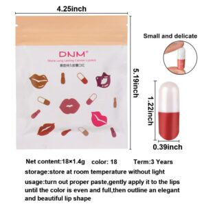 BINGBRUSH 18Pcs Mini Capsule Makeup Lipstick Pills, Long Lasting Lip Stain Set Lápiz Labial Rojo Women Red Lipsticks Cute Lip Stick Purse Set Labiales Matte Larga Duracion 24